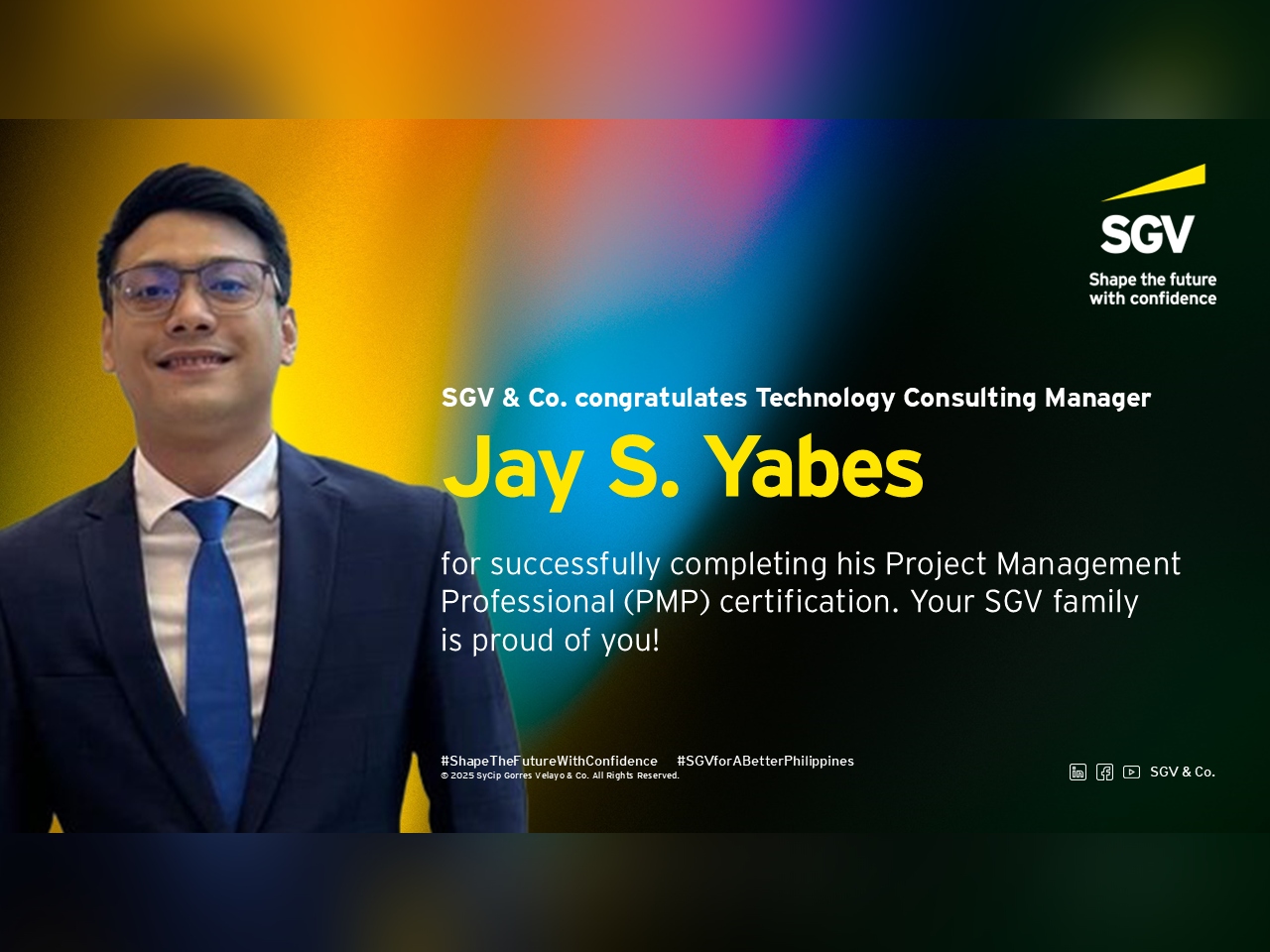 Consulting Manager Jay S. Yabes receives PMP Certification | SGV & Co. | EY | Professional ...